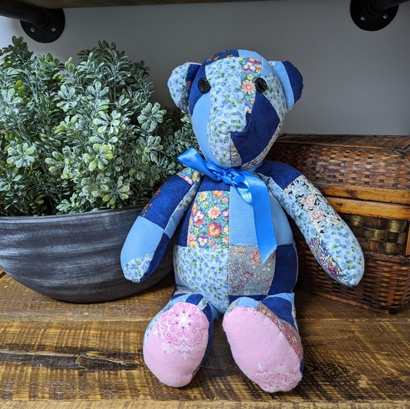 Handmade | Accents | Vintage Patchwork Teddy Bear Floral | Poshmark